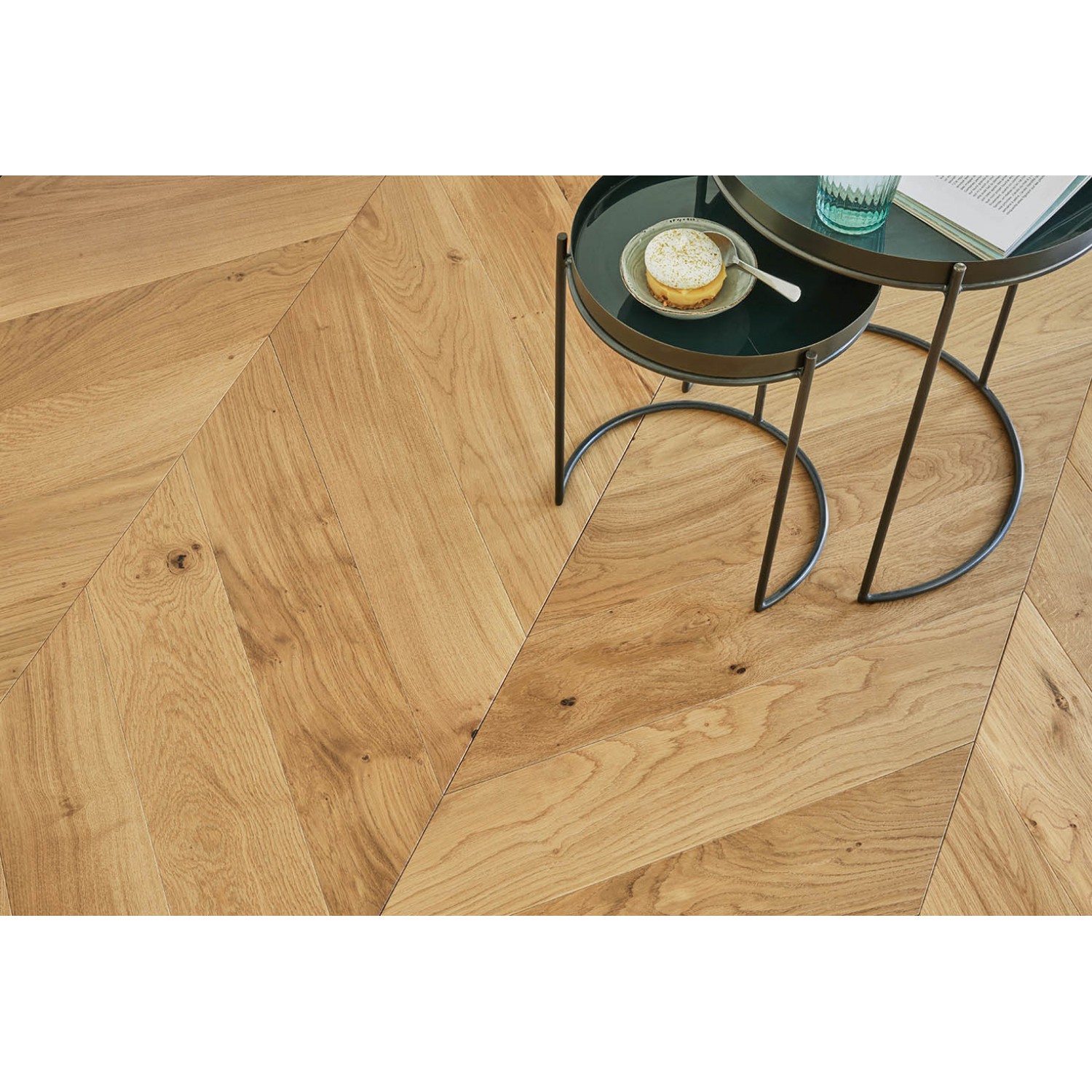 Hawaiian Cookies Oak Chevron Engineered Wood Flooring 14mm x 130mm Brushed Matt Lacquered